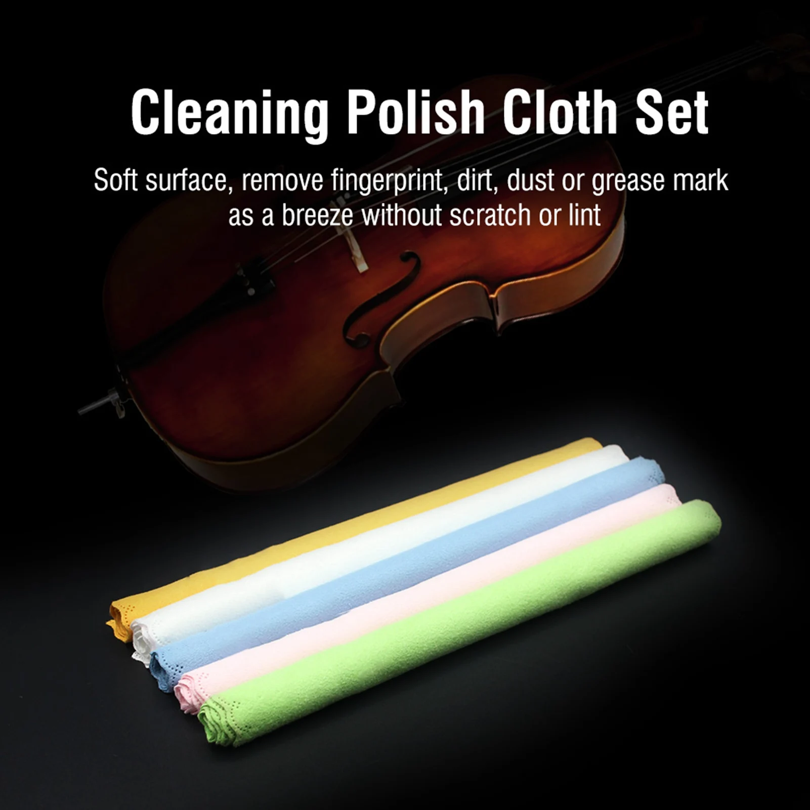 5Pcs Microfiber Cleaning Polishing Polish Cloth For Musical Instrument ...
