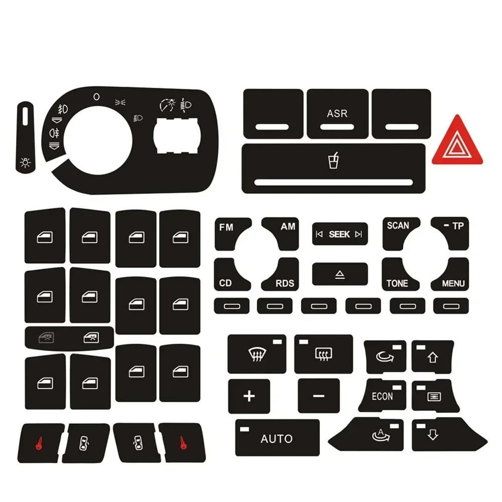 Button Repair Decal Stickers For A3 8P 04-08 Door Lock Window Air ...