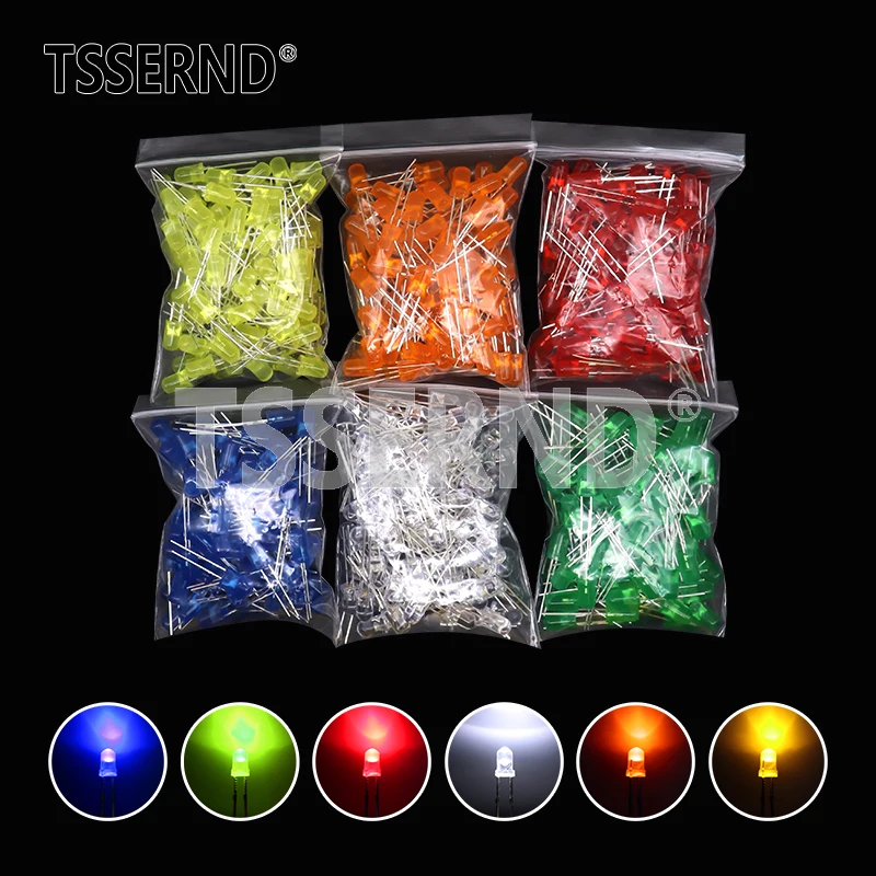 100pcs-5mm-LED-Diode-F5-Assorted-Kit-White-Green-Red-Blue-Yellow-Orange ...