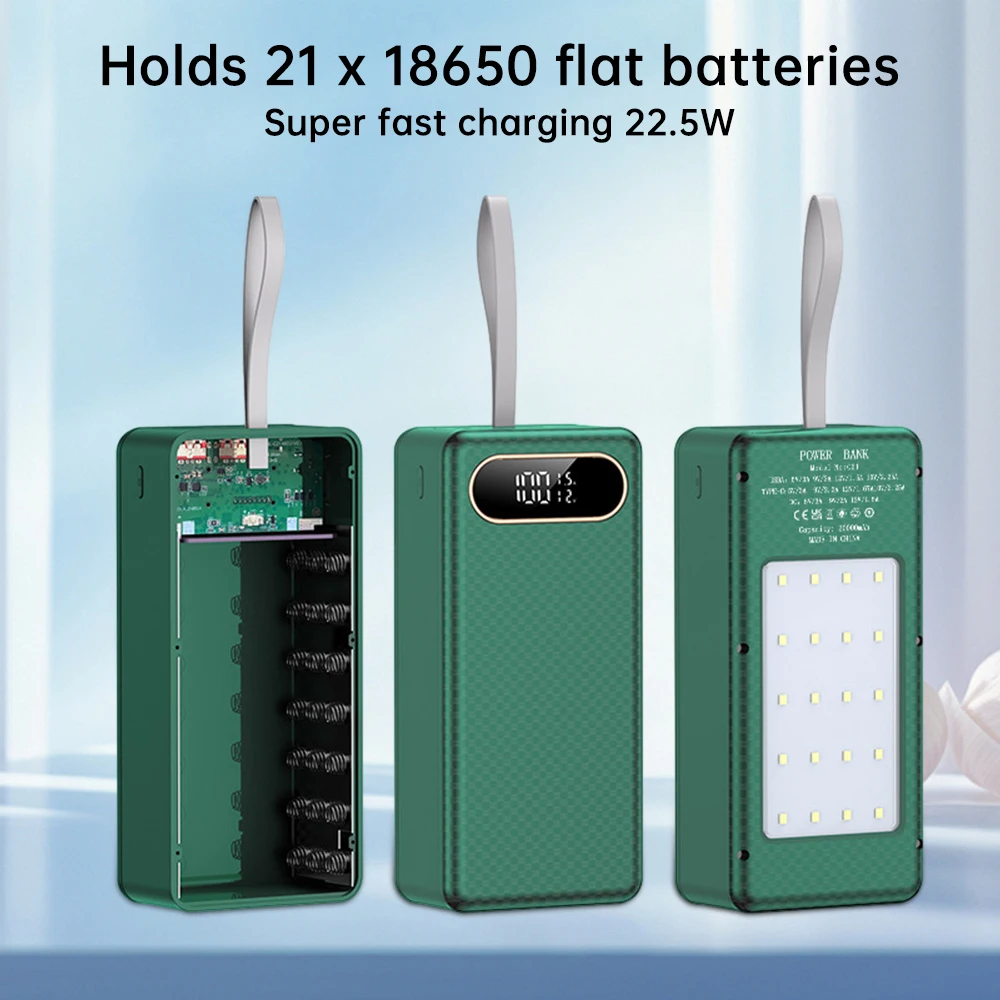 21 Cells 18650 Flat Tip Battery No Soldering Mobile Power Bank Kit DC ...