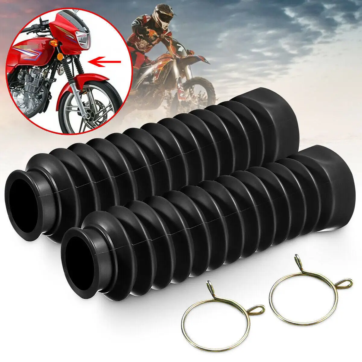 Motorcycle-Dust-Proof-Sleeve-Protector-Damping-Rubber-2Pcs-Front-Fork ...