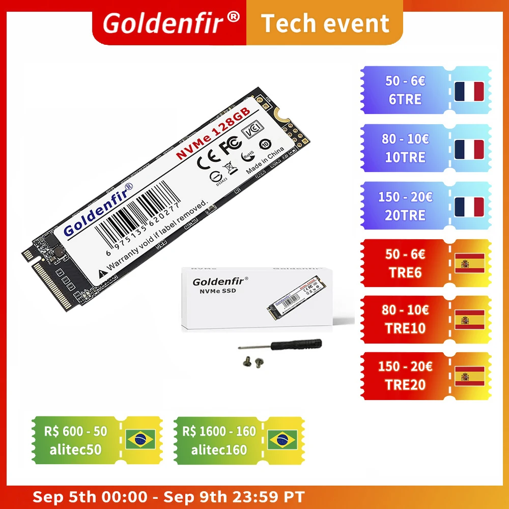 Disco rígido m2 nvme 1tb interno unidade de estado sólido goldenfir m.2 ssd pcie 128gb 256gb ...
