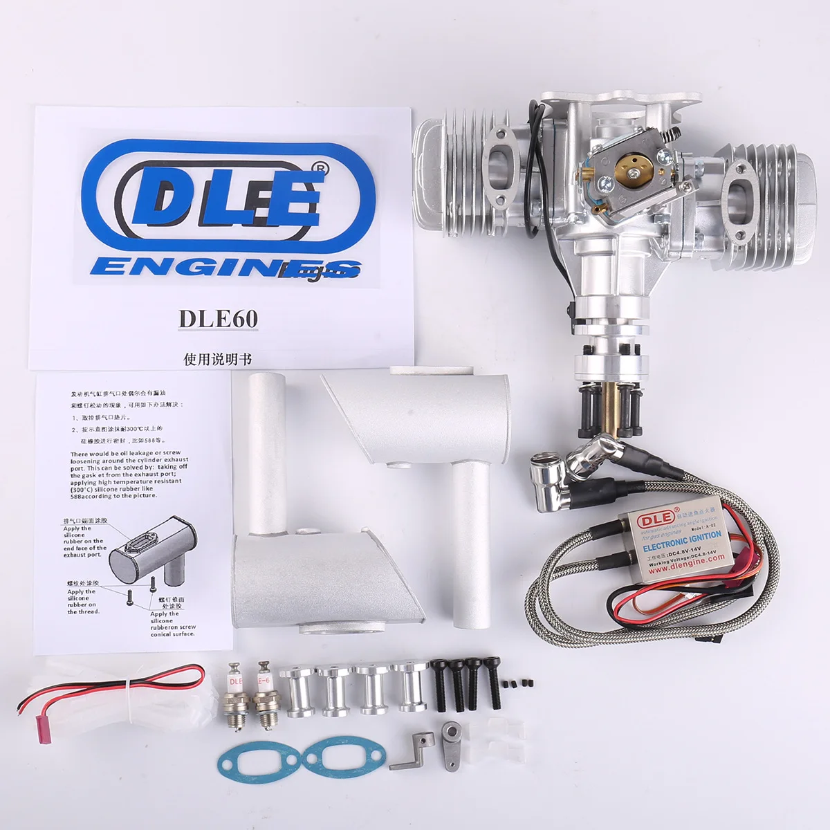 Original DLE60 60CC DLE Twin Cylinder 2-strokes Gas / Petrol Engine ...