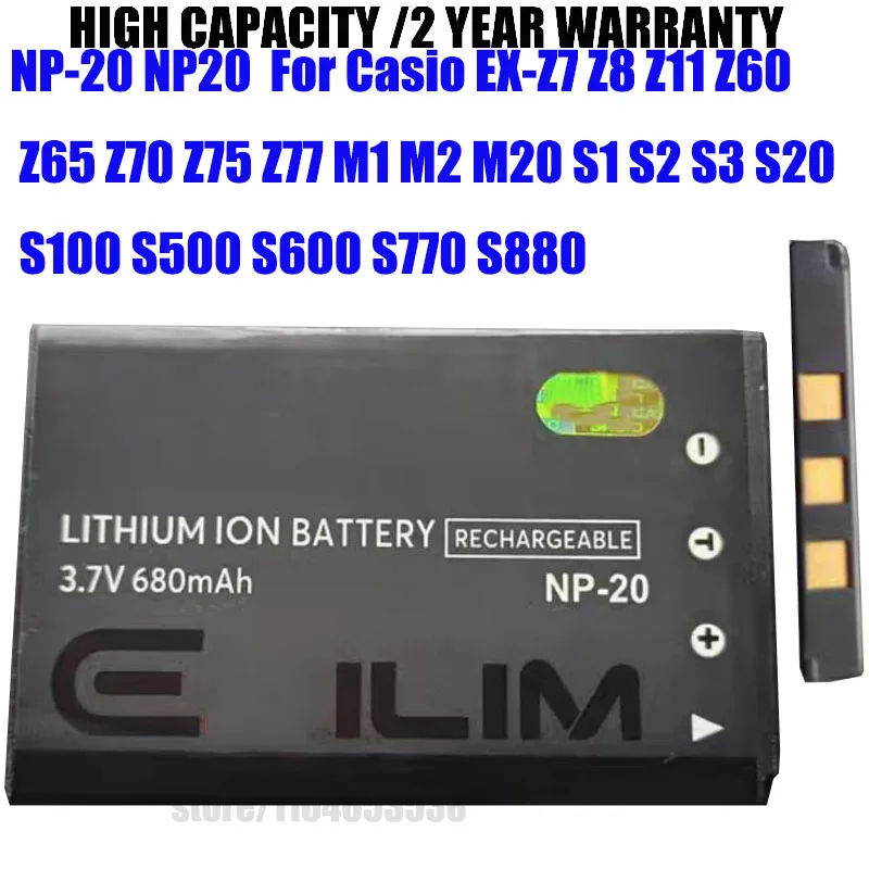 Nueva batería NP-20 NP20 para Casio EX-Z7 Z8 Z11 Z60 Z65 Z70 Z75 Z77 M1 ...