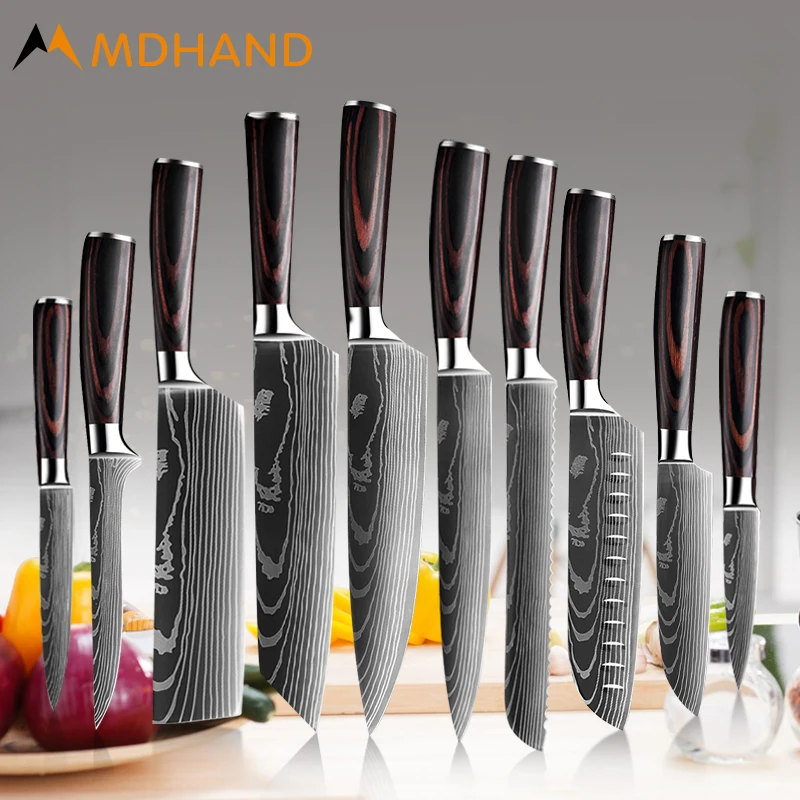 Kitchen-Knife-Set-Damascus-Pattern-Stanless-Steel-Paring-Knife-Chef ...