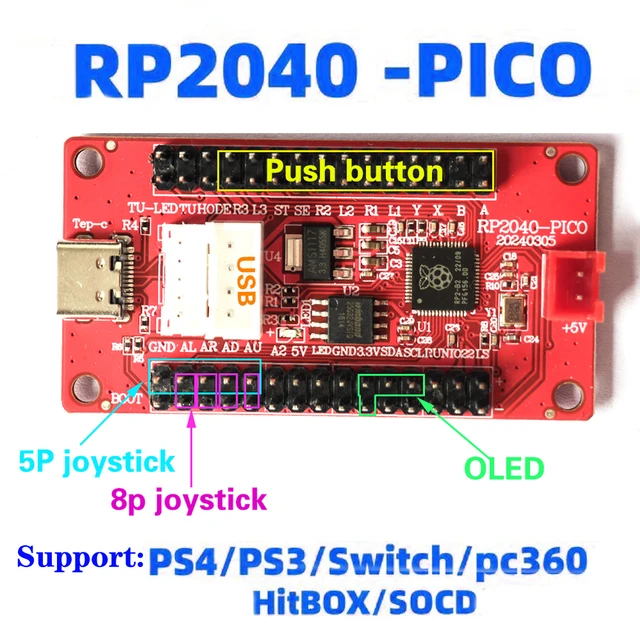 Raspberry Pi Pico Zero Delay USB Board Encoder, PC PS4 Slot Switch, Game Arcade Joystick, Hitbox ...