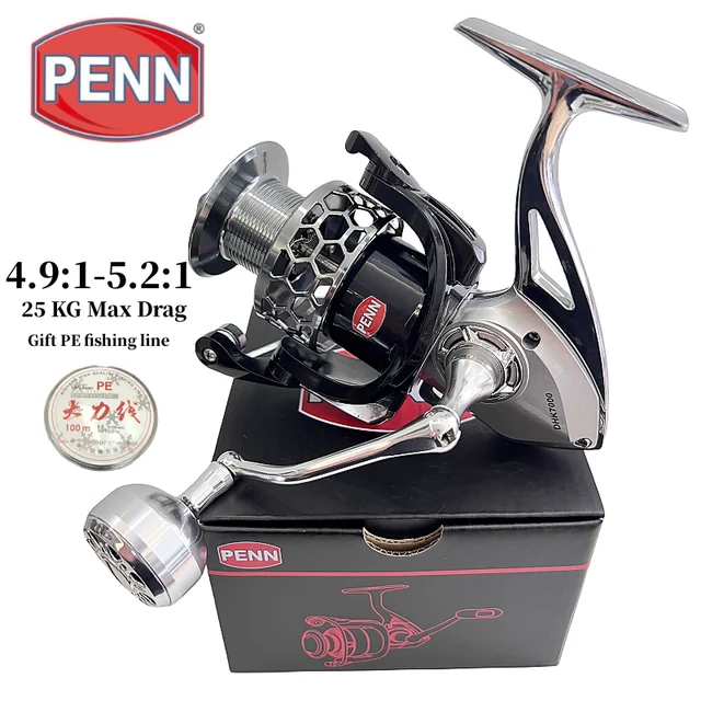 PENN 14+1 Ball Bearings Spinning Fishing Reel, 25KG Max Drag, 5.2:1 ...