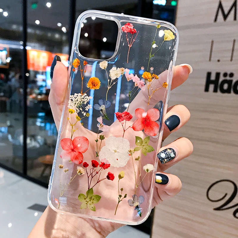 Dried-Flower-Silver-foil-Phone-Cases-For-iPhone-14-13-12-11-Pro-Max-XS ...