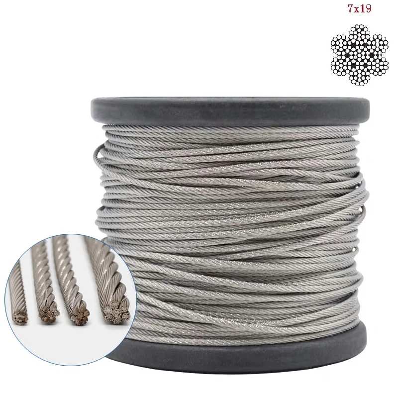 304 Stainless Steel Wire Rope Soft Fishing Lifting Cable 7*19 ...