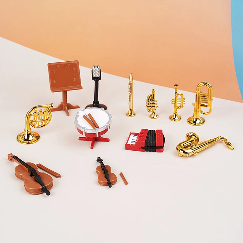 12Pcs-Set-Dollhouse-Mini-Electric-Guitar-Violin-Saxophone-Drum-Piano ...