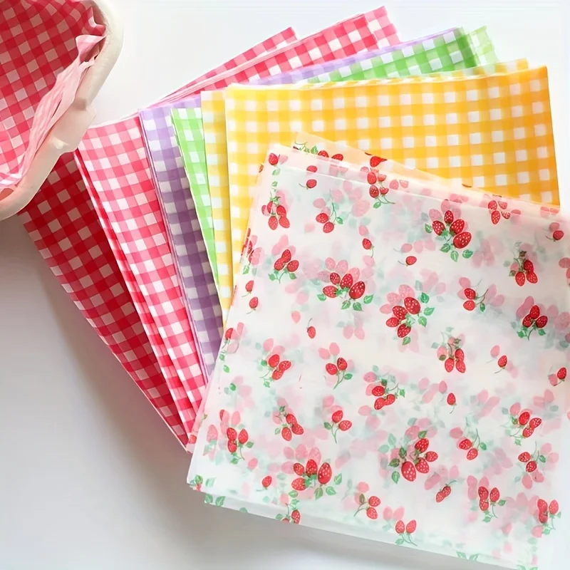 100 sheets , Plaid Pattern Wax Paper Sheets (7.09''x7.09''), Grease ...