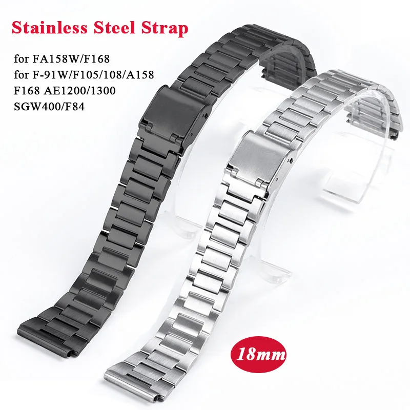 18mm-Metal-Watch-Band-for-Casio-F-91W-Stainless-Steel-Wrist-Band-for ...