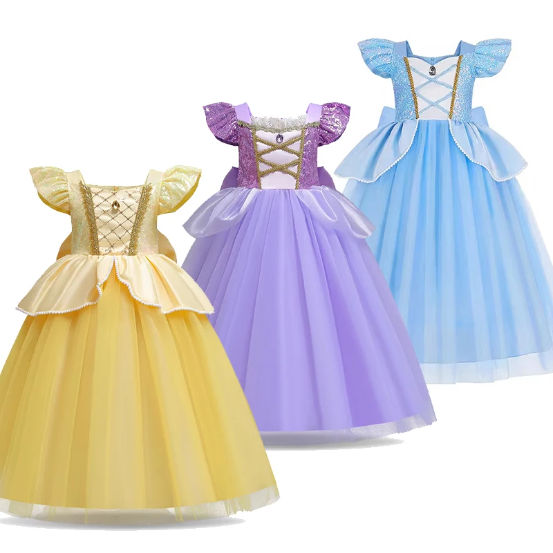 Vestidos-de-Cenicienta-para-ni-as-ropa-con-lazo-grande-disfraz-de ...