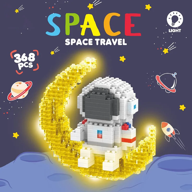 Doubuilt Mini Astronaut Space Moon Building Blocks Luminous Educational ...
