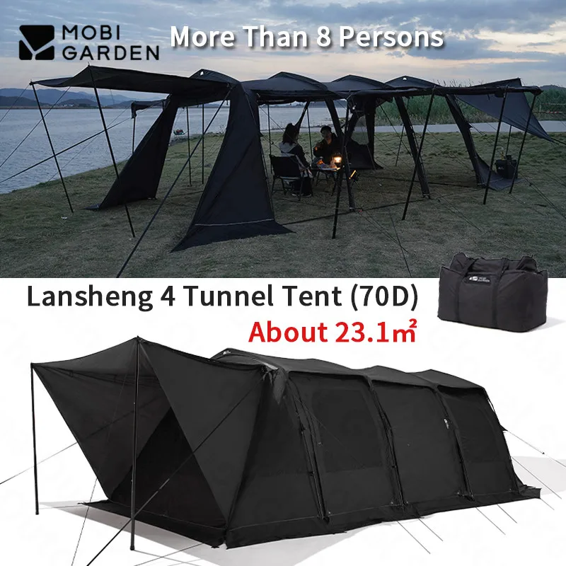 MOBI GARDEN 야외 캠핑 70D 나일론 터널 텐트, 8 인용 가족 대형 공간 사다리꼴 텐트, 스노우 스커트 선물, 내부 텐트| | - AliExpress