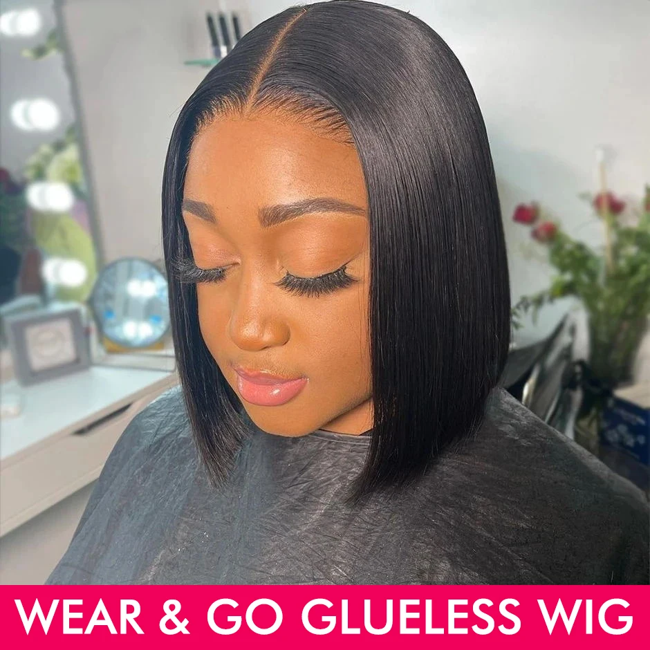 Wear-And-Go-Bob-Wigs-For-Women-Human-Hair-Straight-Glueless-Wig-Ready ...