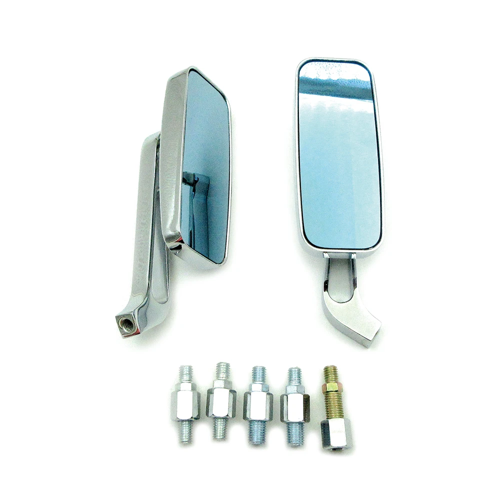 Black/Chrome Retro Motorcycle Side Mirrors Aluminum Alloy Universal 8 ...