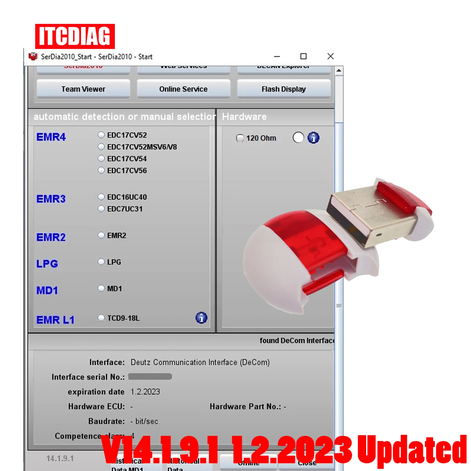 Serdia2010 v14.1.8.3 (2021) Deutz SerDia 2010 6 Level [2021] USB Dongle ...