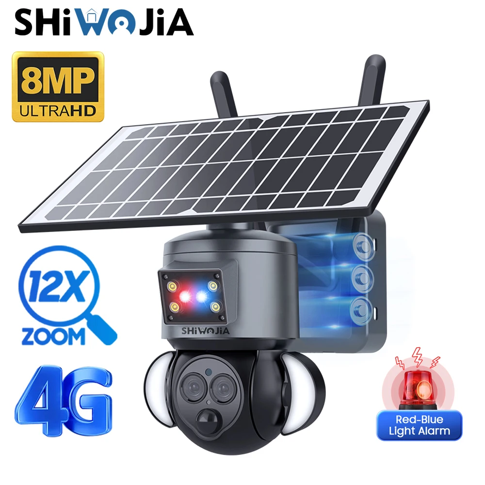 SHIWOJIA-Solar-Camera-4G-sim-Card-4K-8MP-Dual-Lens-12X-Optical-Zoom ...