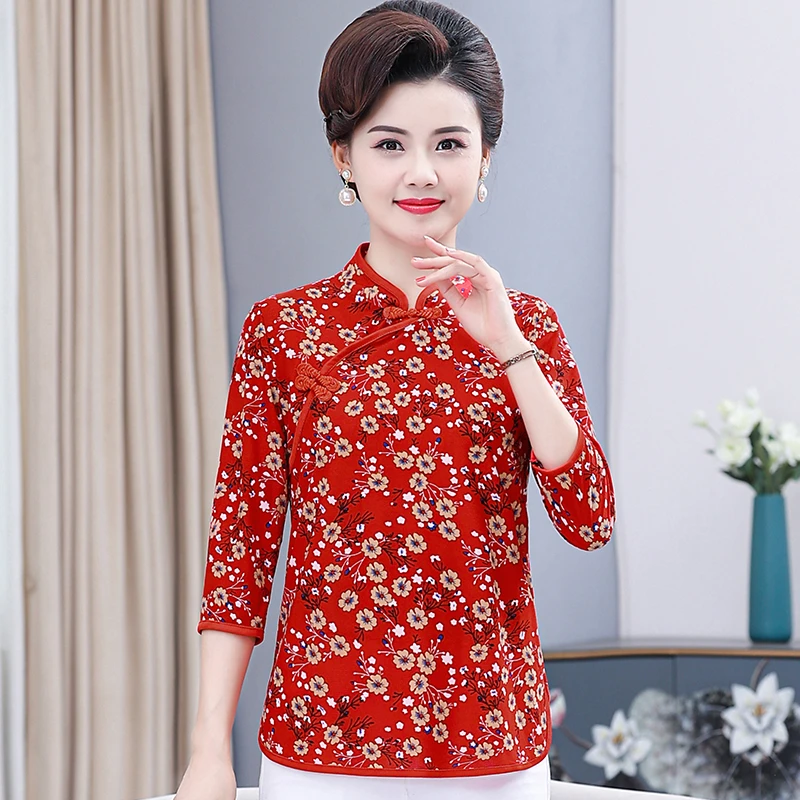 Women-Blouse-Traditional-Vintage-Chinese-printed-cheongsam-collar-Shirt ...