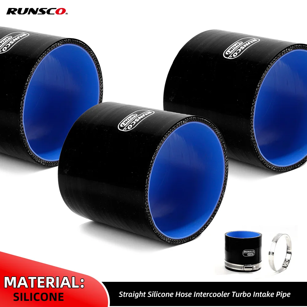 Black Universal Silicone Tubing Hose Straight Connector Car Intercooler ...