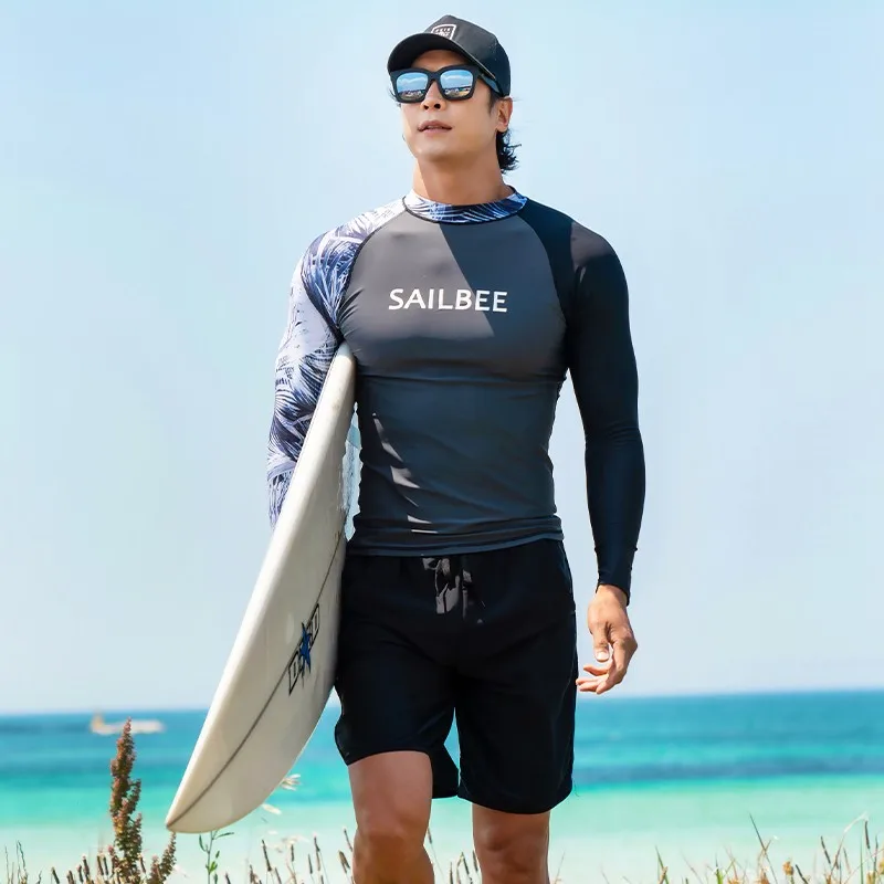 Sailbee Men's Uv Protect Surfing Rash Guard Long Sleeve Swimsuit ...