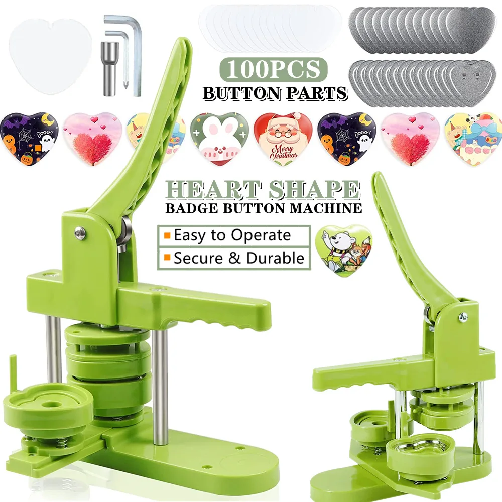 57MM-Heart-Shape-Badge-Button-Maker-Machine-with-100-Button-Parts ...