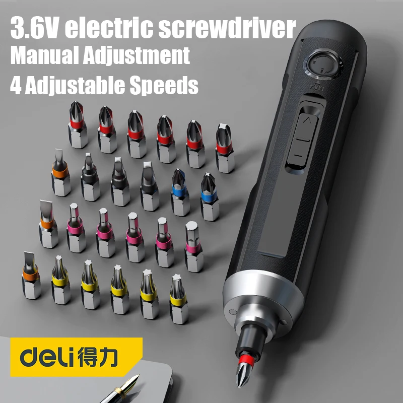 Deli-Electric-Straight-Handle-Screwdriver-Set-Rechargeable-Adjustable ...