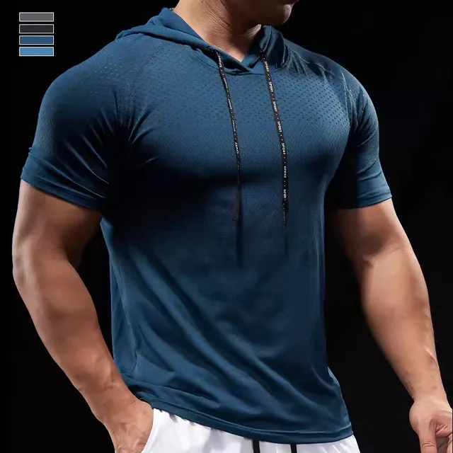 Compression Slim Fit Hooded Bodybuilding T Shirt - Men's Fitness ...