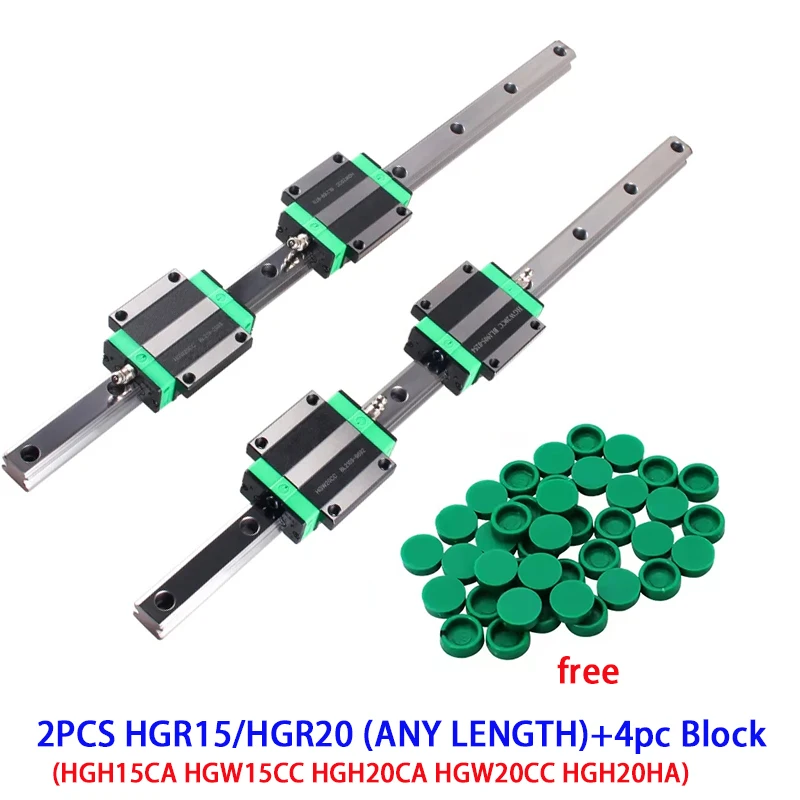 2Pcs-HGR15-HGR20-ANY-LENGTH-Square-Linear-Guide-Rail-4pc-HGH15CA-HGW15CC-HGH20CA-HGW20CC-Slide ...