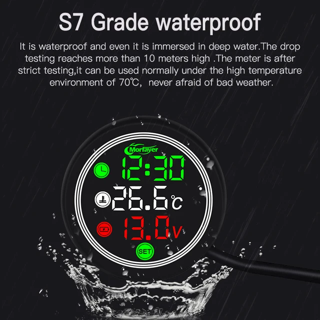 Motorcycle Clock Thermometer Square