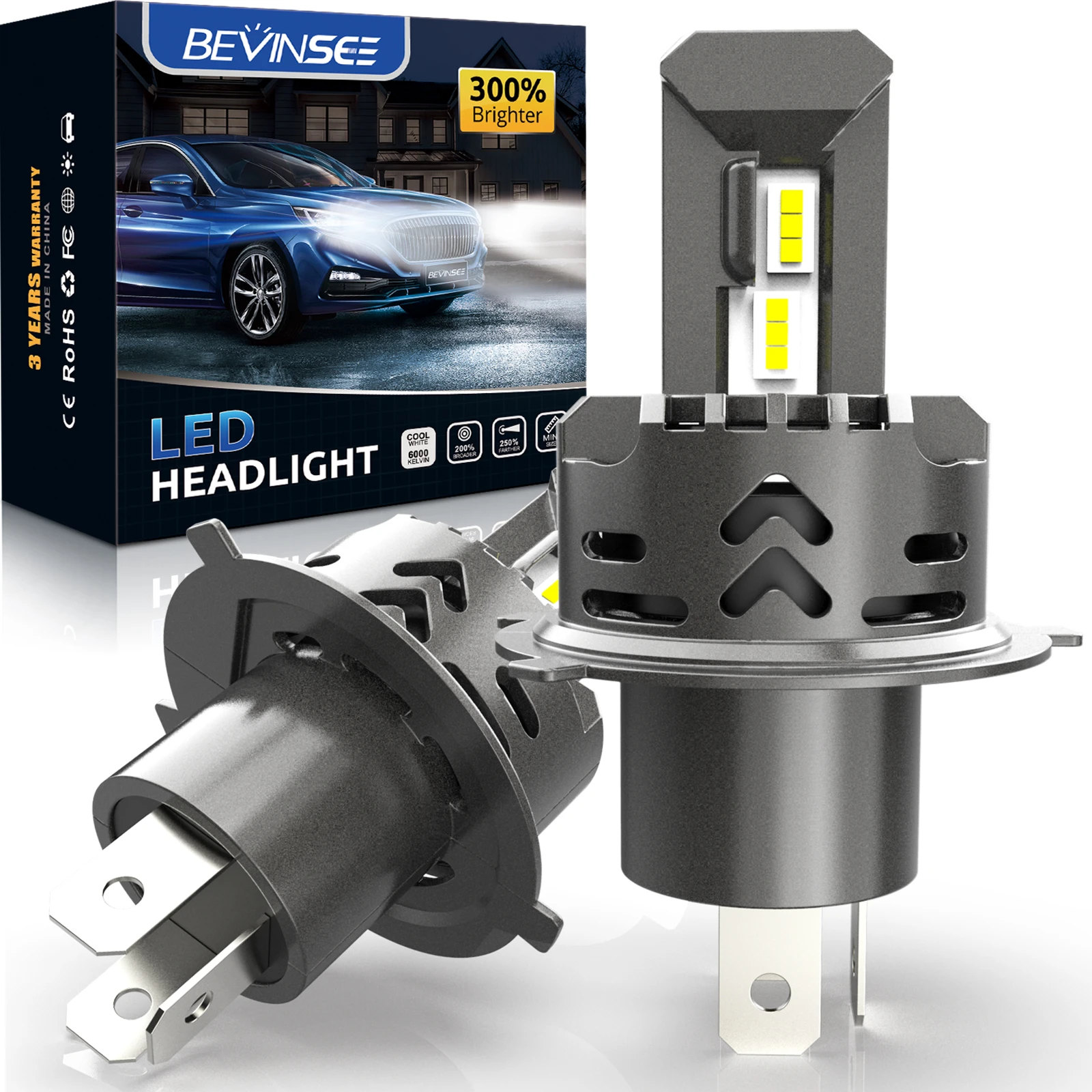 Bevinsee H4 Led Headlight H7 H1 9005 Hb3 9006 Hb4 Hb2 Led Lamp Bulbs ...