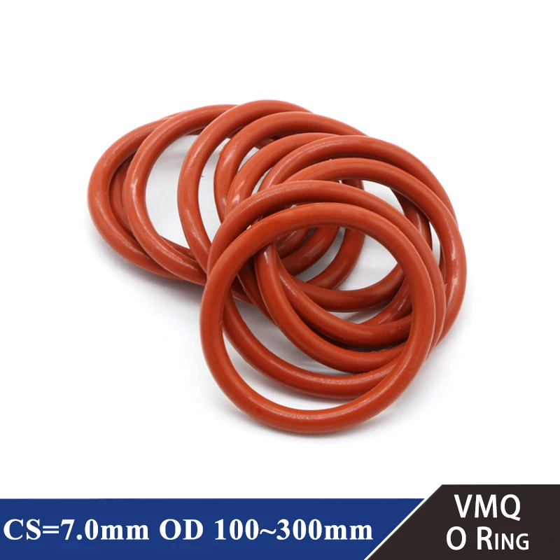 5Pcs Food Grade VMQ O Ring Gasket CS 7mm OD 100 ~ 300mm Waterproof Washer Round O Shape Rubber ...