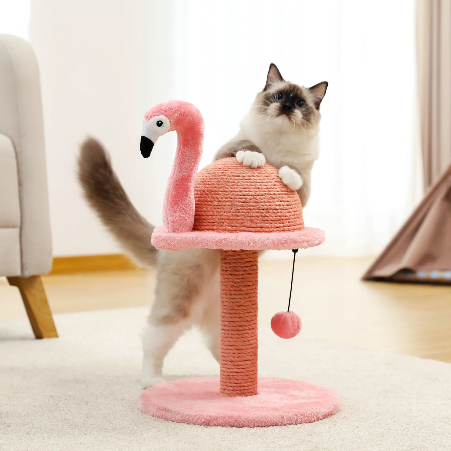 Height-48cm-Small-Cat-Tree-Pink-for-Indoor-Sisal-Scraper-Post-for-Kitty ...