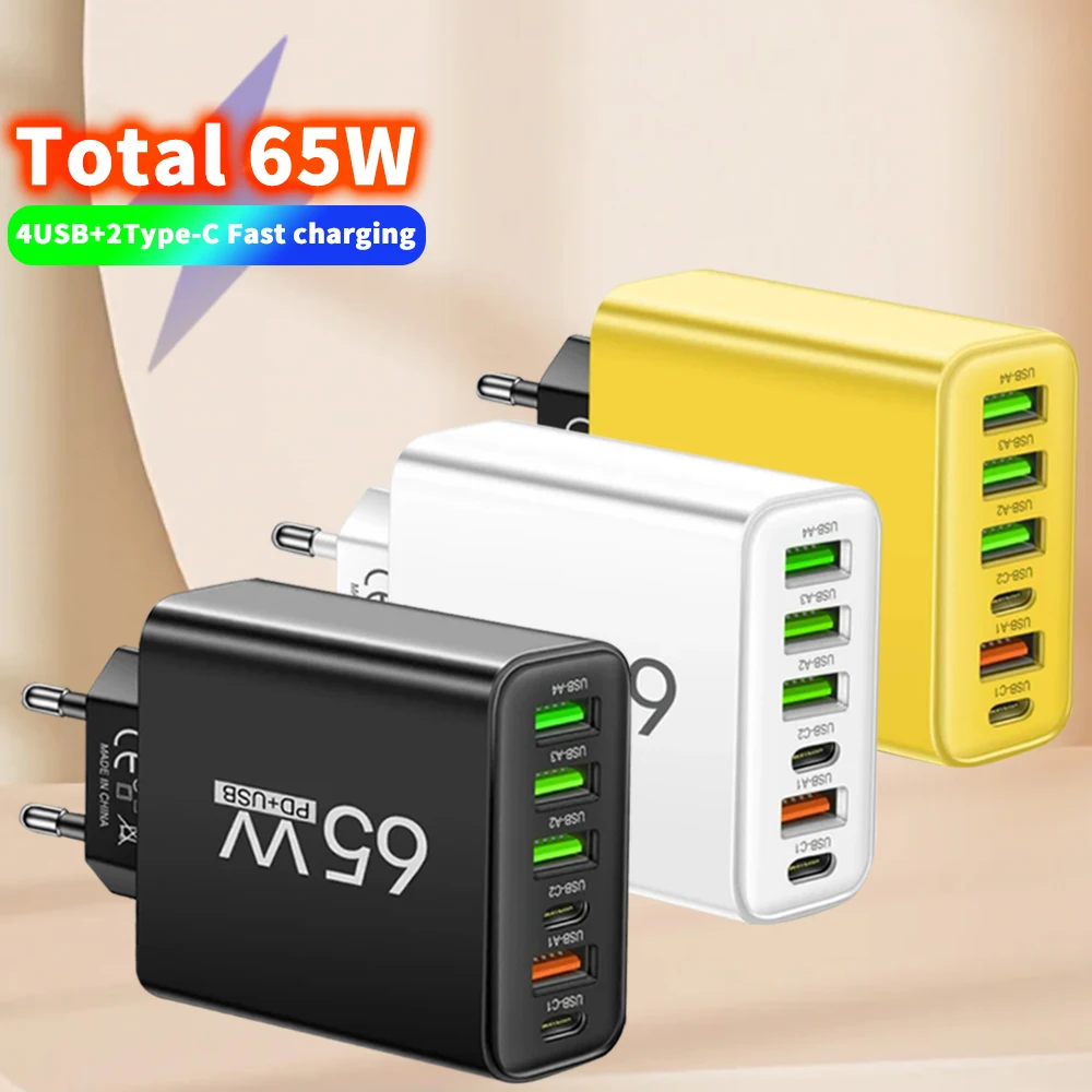 USB-C-Charger-Total-65W-PD-Fast-Charging-Mobile-Phone-Type-C-Multiple-6 ...