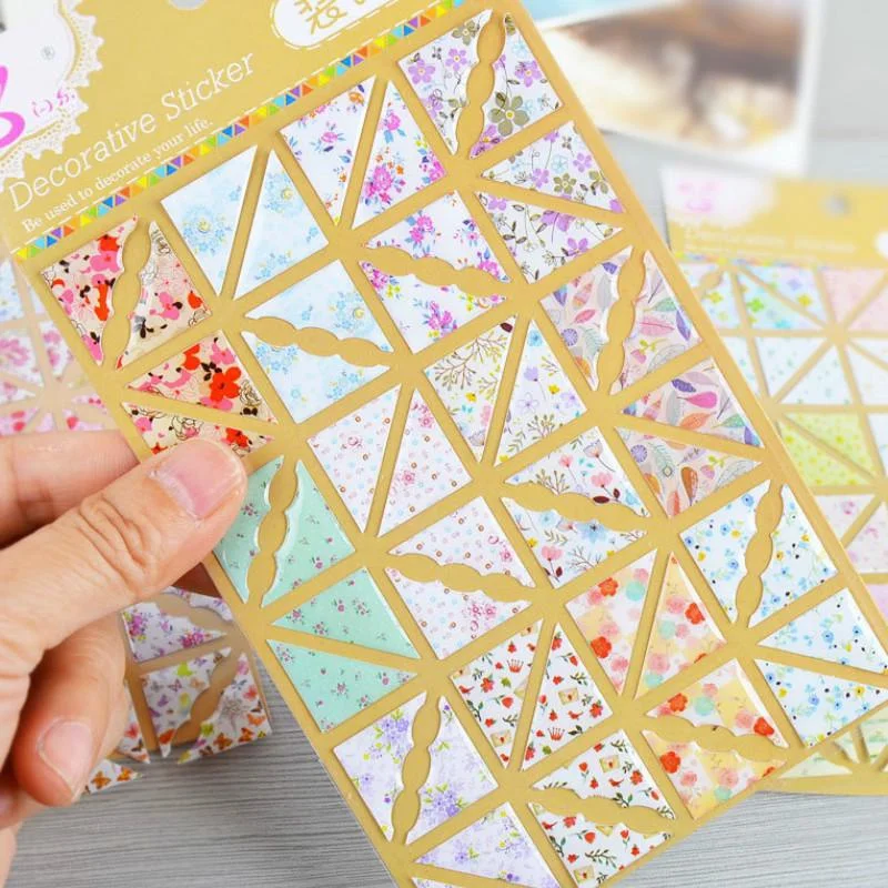 Pegatinas-de-papeler-a-con-patr-n-Floral-esquinas-para-fotos-papel-de ...
