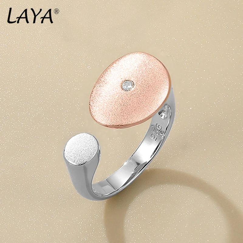 LAYA-925100-Sterling-Silver-Shiny-Zircon-Satin-Open-Cut-Ring-Minimal-Geometric-Irregular-Open ...