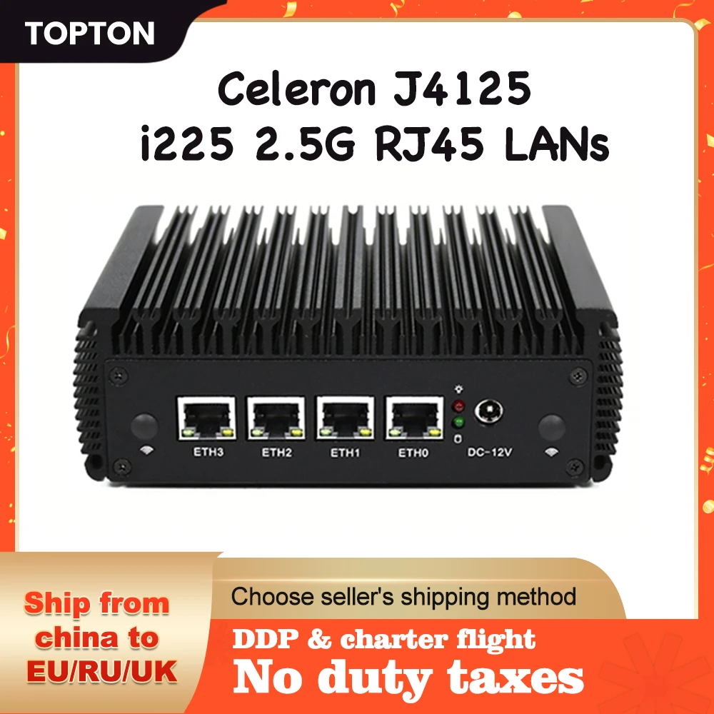 Celeron J4125 Fanless Mini PC 4 Intel 2.5G i225 LAN Switch Quad Core ...