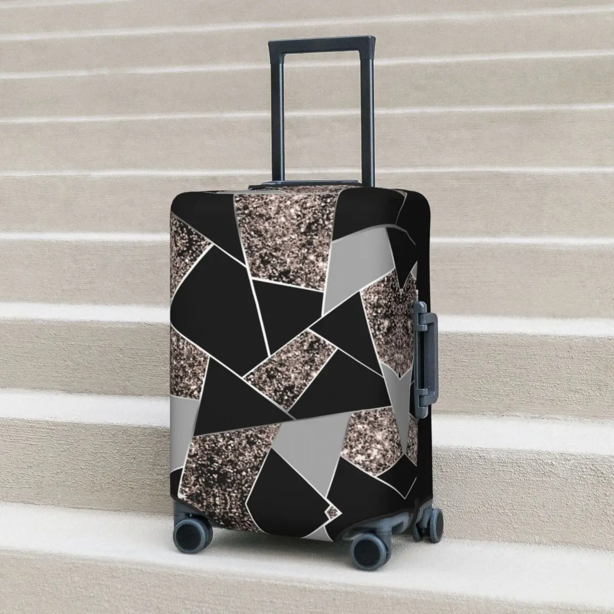 Geometric-Lines-Suitcase-Cover-Vacation-Triangles-Art-Rose-Gold ...