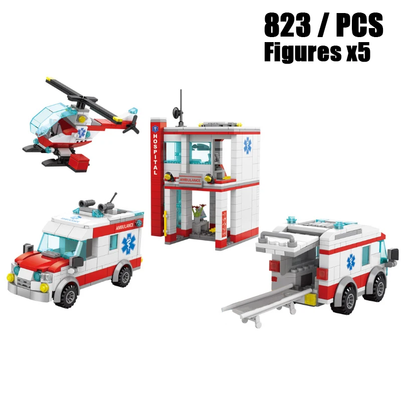 City-Ambulance-Car-Medical-Rescue-Helicopter-Assemble-Aircraft-DIY ...