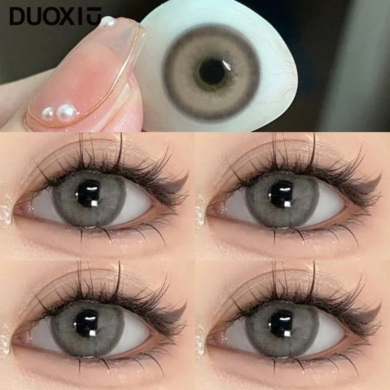 DUOXIU 2pcs Color Contact Lenses With Diopter Beauty Pupil Amber Grey ...
