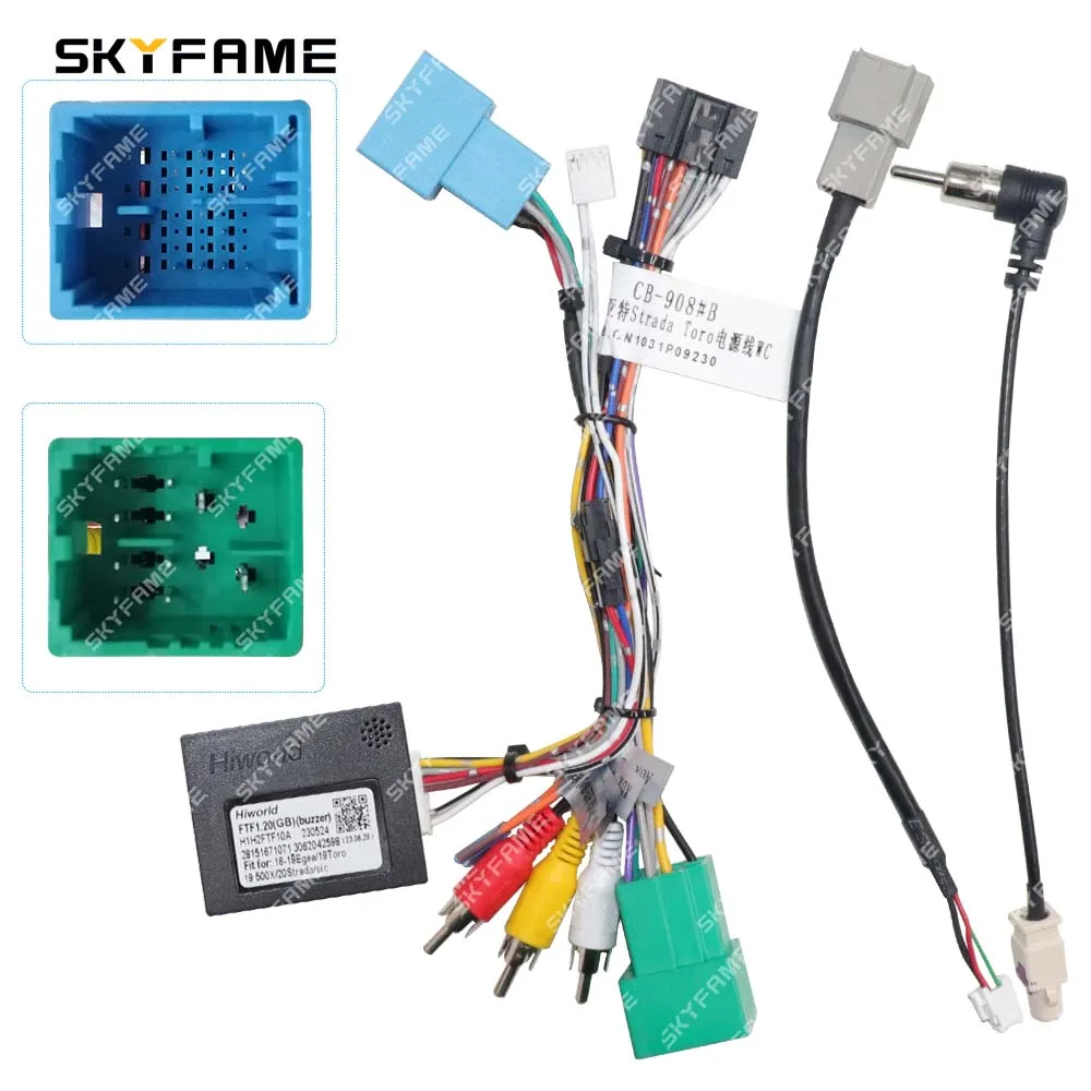 SKYFAME Car 16pin Wiring Harness Adapter Canbus Box Decoder Android Radio Power Cable For Fiat ...