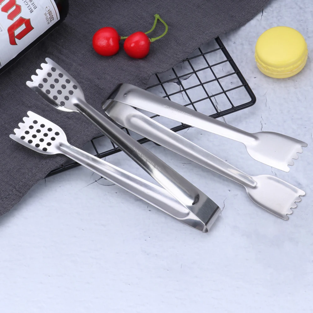 1Pc Stainless Steel BBQ Food Tongs Anti Heat Bread Clip Pastry Clamp ...