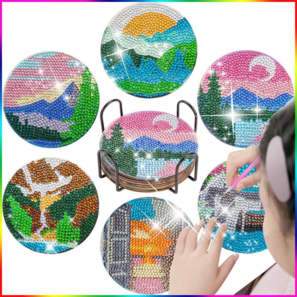 PhotoCustom-Diy-Diamond-Painting-Coasters-Sky-Landscape-Diamond-Mosaic ...