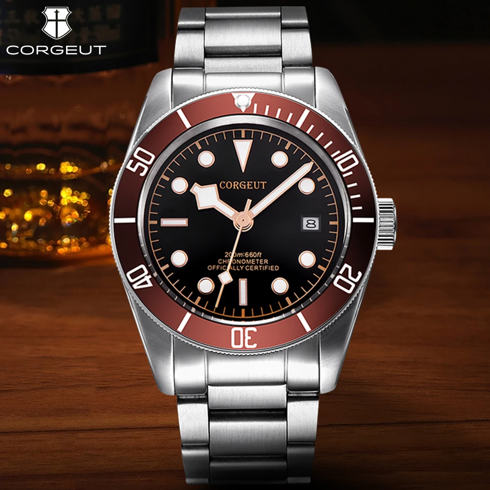 CORGEUT 41mm NH35 High Grade Steel Luxury Business Men's Watch Sapphire Glass Automatic ...