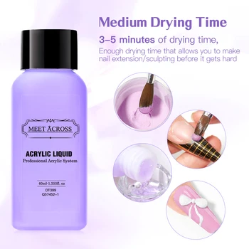 MEET ACROSS 40ml Acrylic Liquid For Acrylic Powder Dust Nails Monomer ...