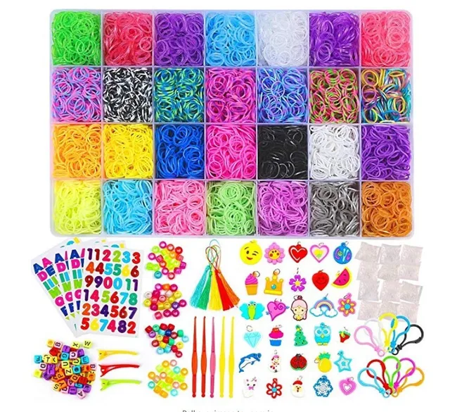Colorful Craft Rainbow Rubber Bands Set Classic Diy Woven Bracelet ...