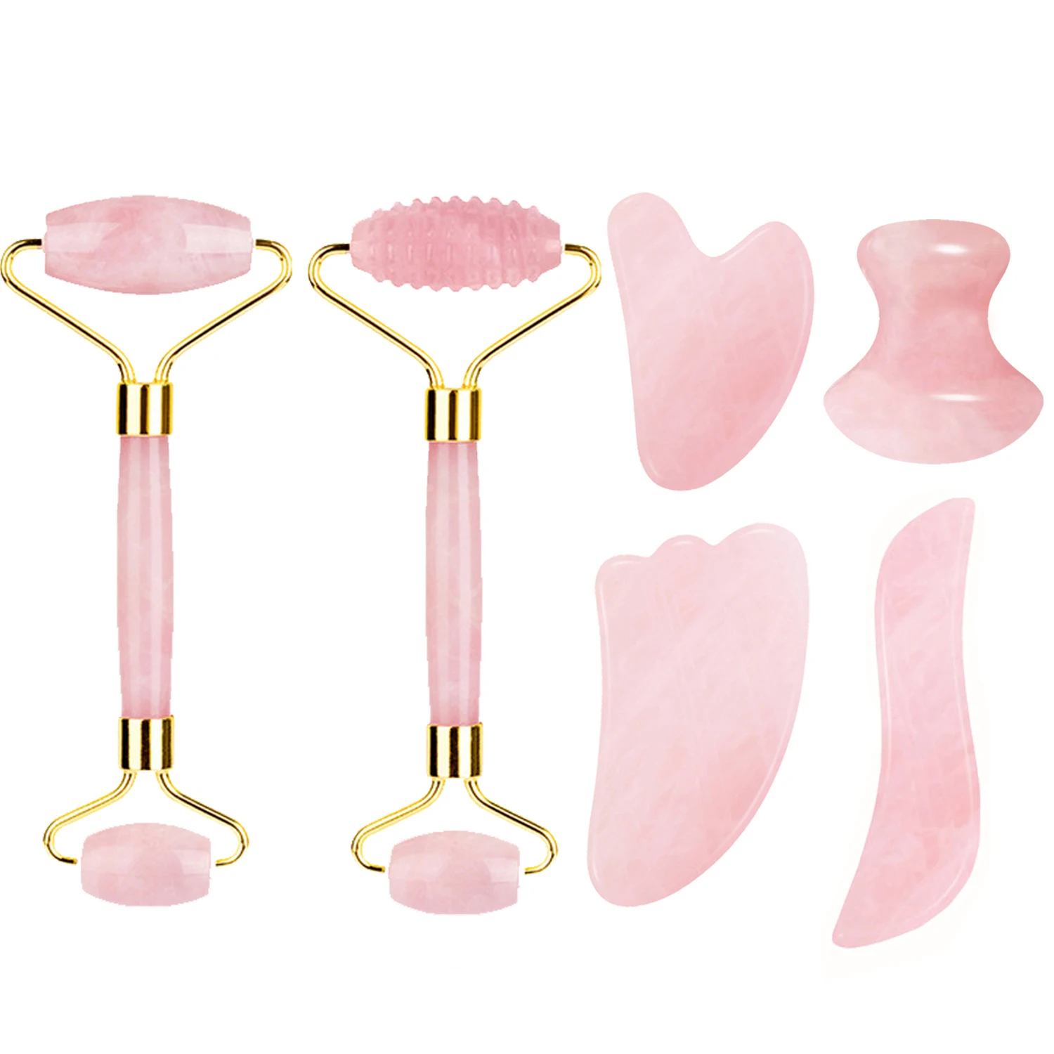 Natural Rose Quartz Massage Roller Gouache Scraper For Facial Massager ...