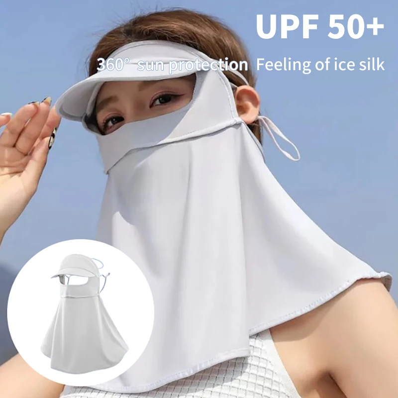 Cover-The-Full-Face-Beach-Hat-Uv-Protection-Ice-Silk-Sunshade-Driving ...