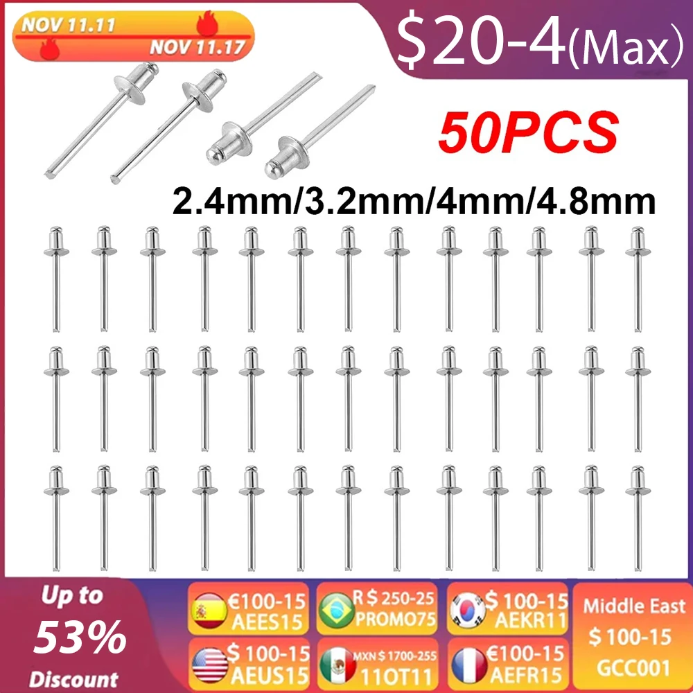 50pcs-2-4mm-3-2mm-4mm-4-8mm-304-Stainless-Steel-Blind-Rivet-Pop-Round ...
